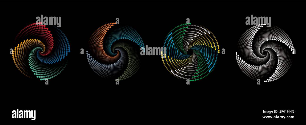 A swirl circle design with blue and white colors on a black background ...