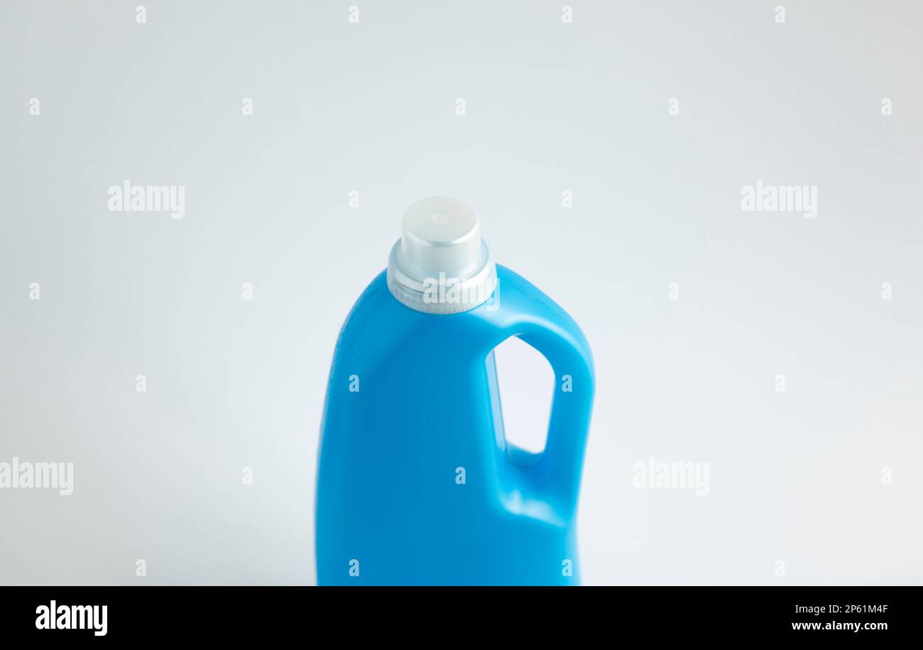 Blue plastic liquid detergent bottle isolated on white background ...