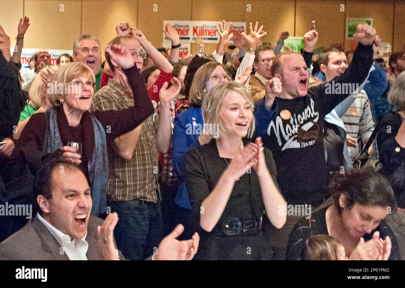 The crowd goes wild when President Obama is projected to win reelection ...