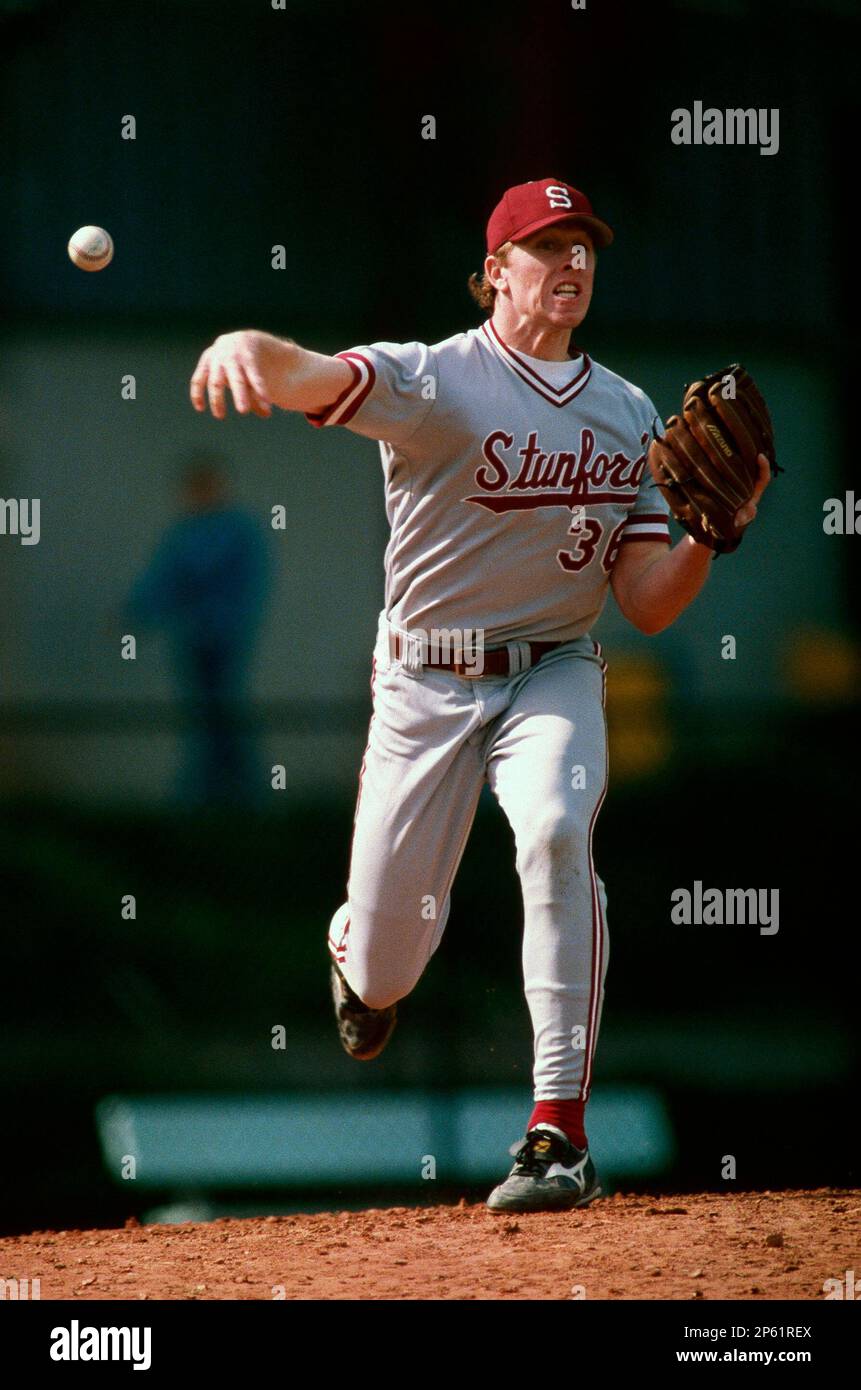 Chad Hutchinson of the Stanford Cardinal participates in a baseball ...