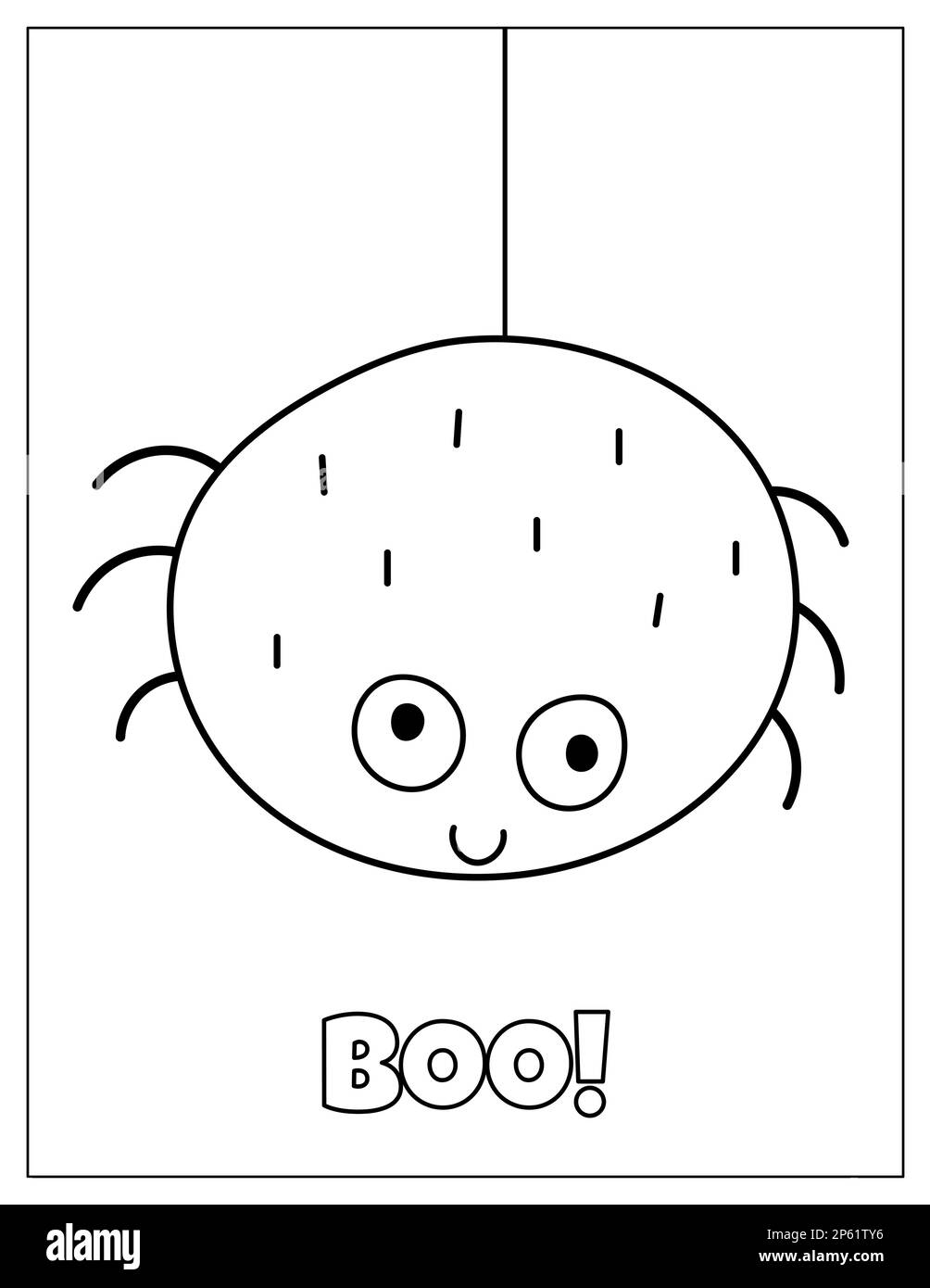 Boo Halloween coloring page with a cute spider hanging on a web Stock ...