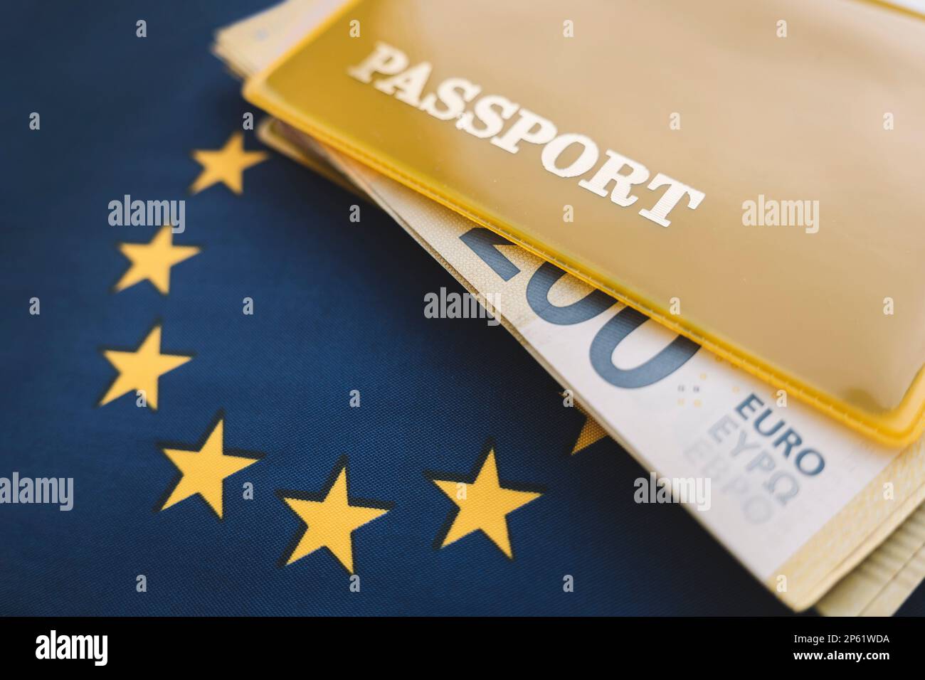 passport and money of the European Union on the EU flag Stock Photo - Alamy