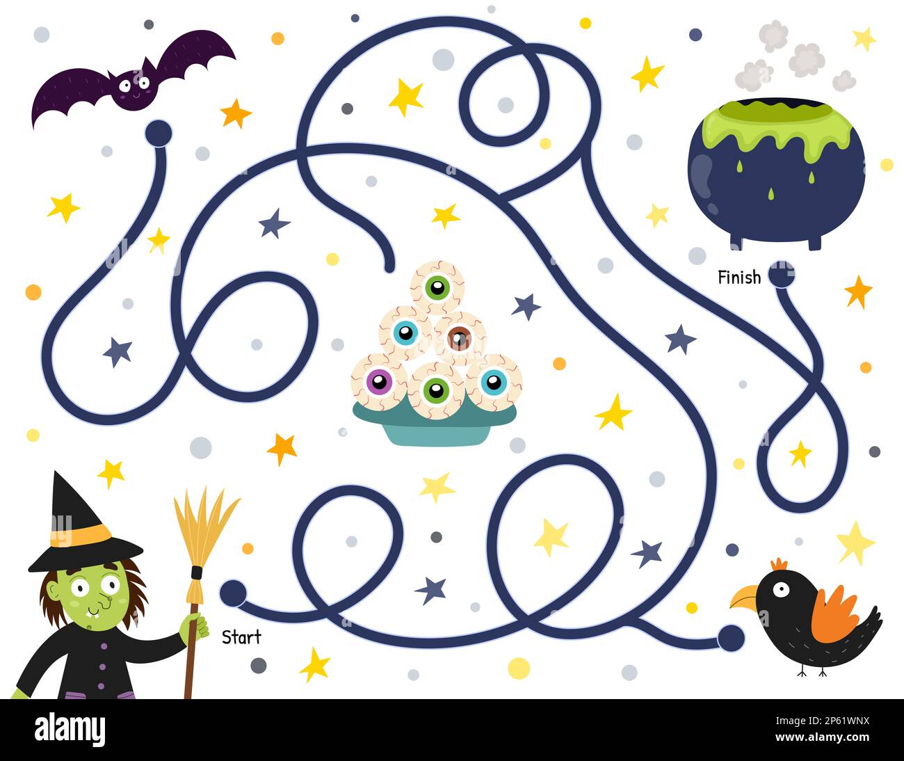 Help a cute witch find path to the cauldron. Halloween maze game for ...