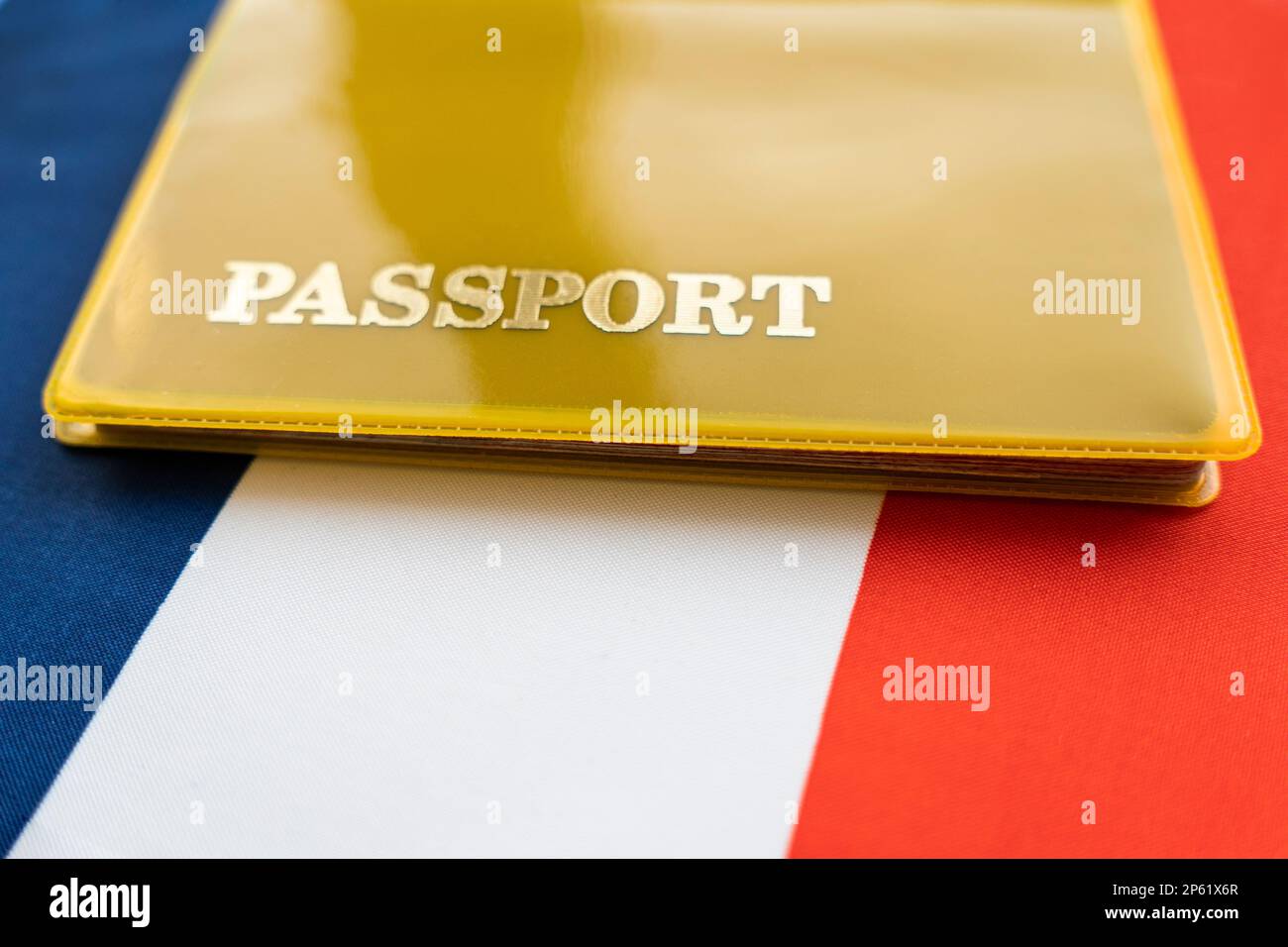 Flag of france with passport. Travel visa and citizenship concept ...