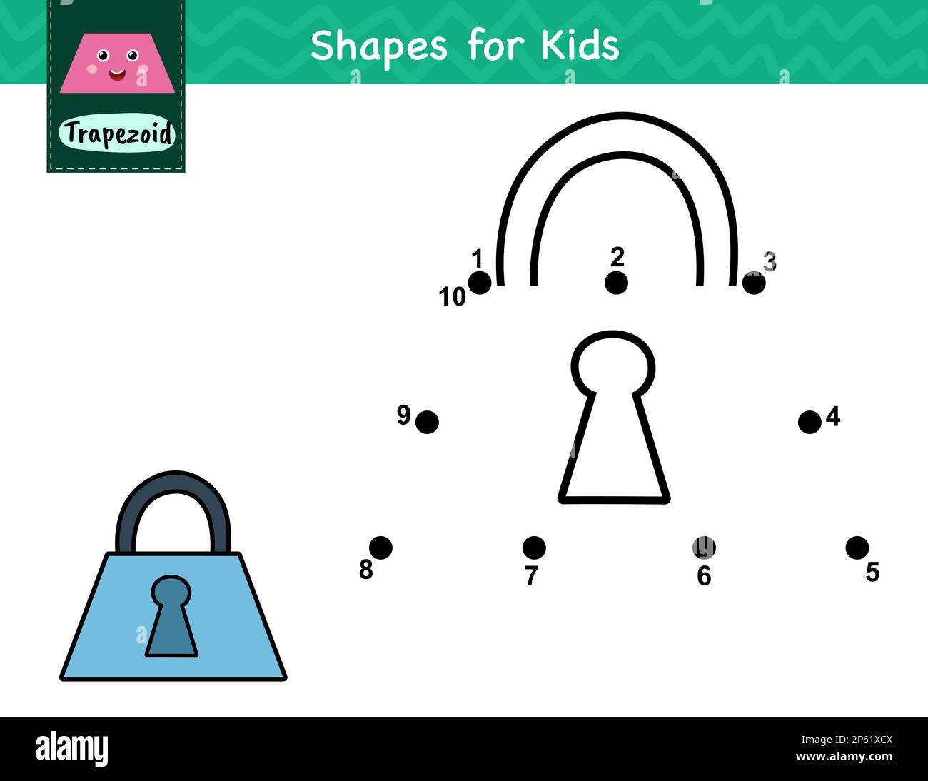 Dot to dot game for kids. Connect the dots and draw a locked padlock ...