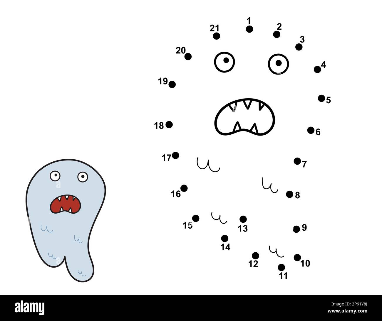 Dot to dot game for kids. Connect the dots and draw a spooky ghost ...