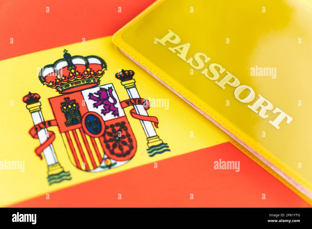 Flag of spain with passport. Travel visa and citizenship concept ...