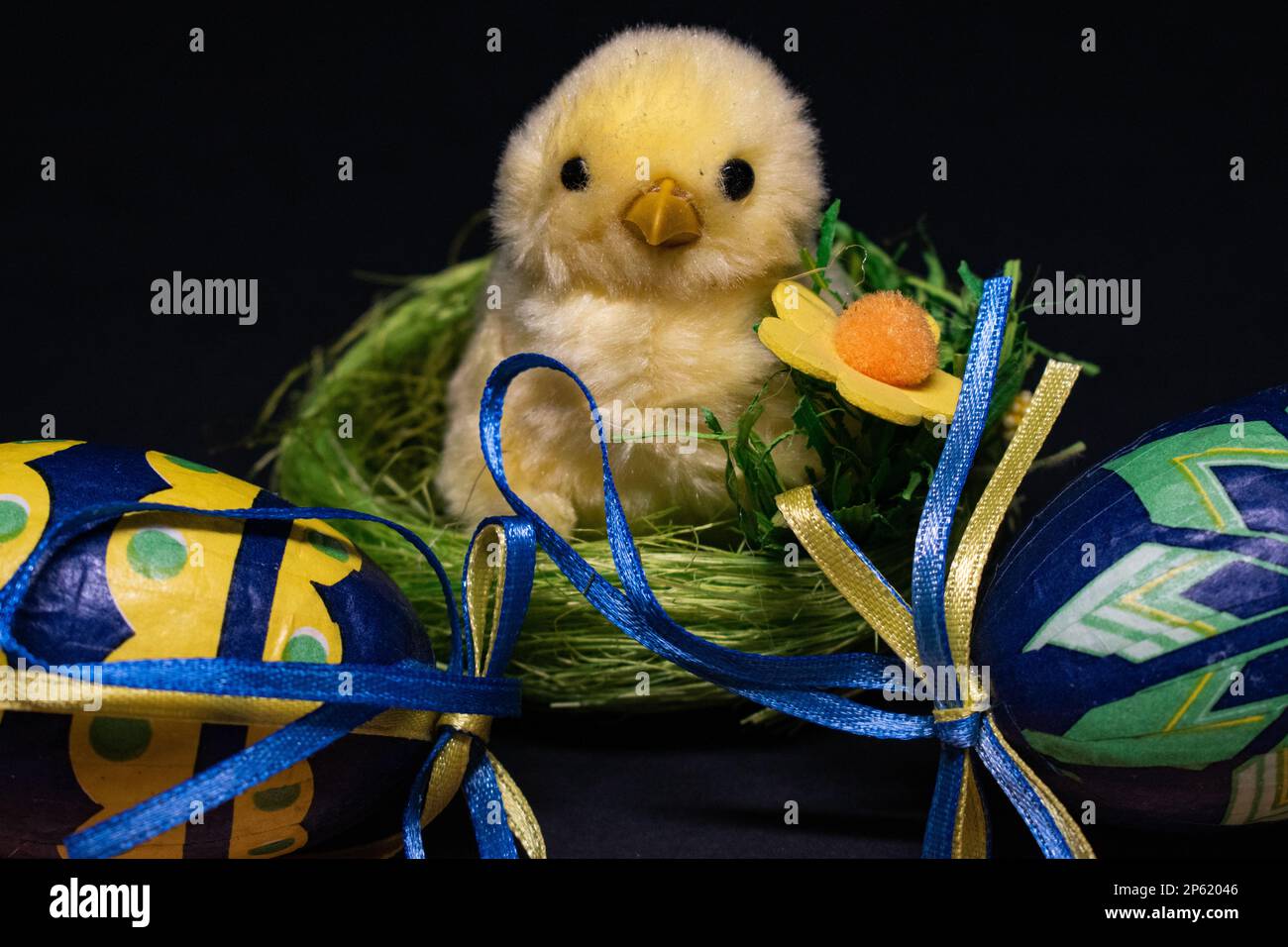 easter decoration of a chick in nest Stock Photo - Alamy
