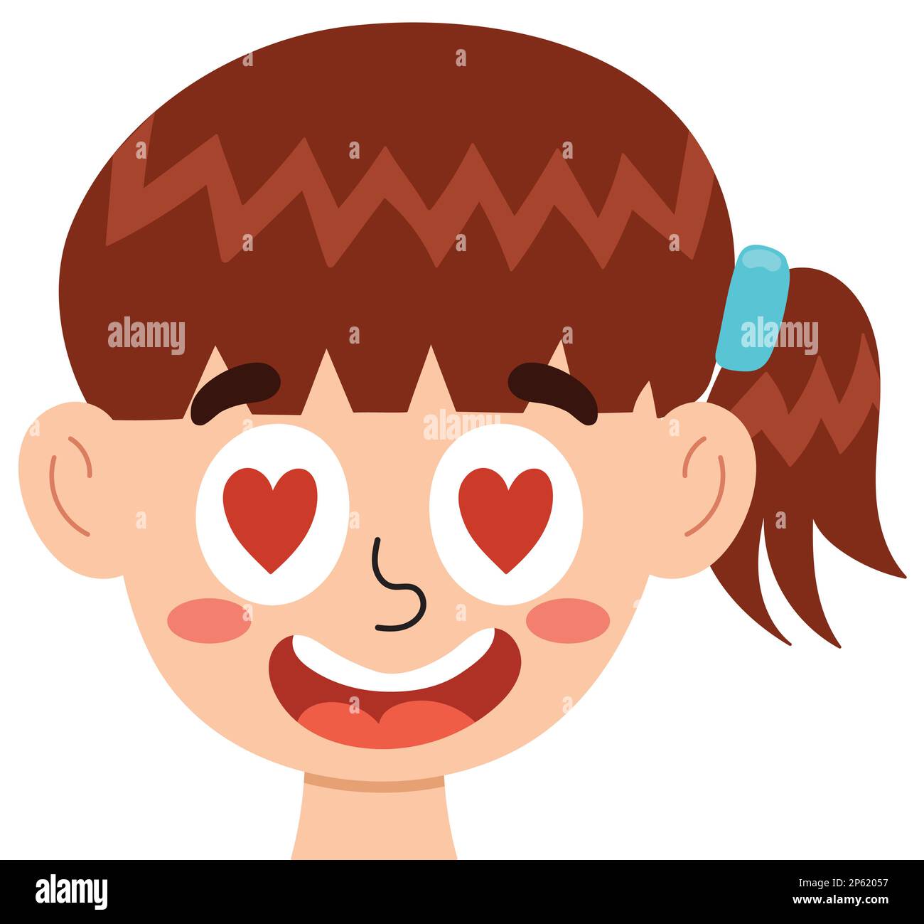 Loving girl face. Little kid in love with hearts in eyes clipart Stock ...