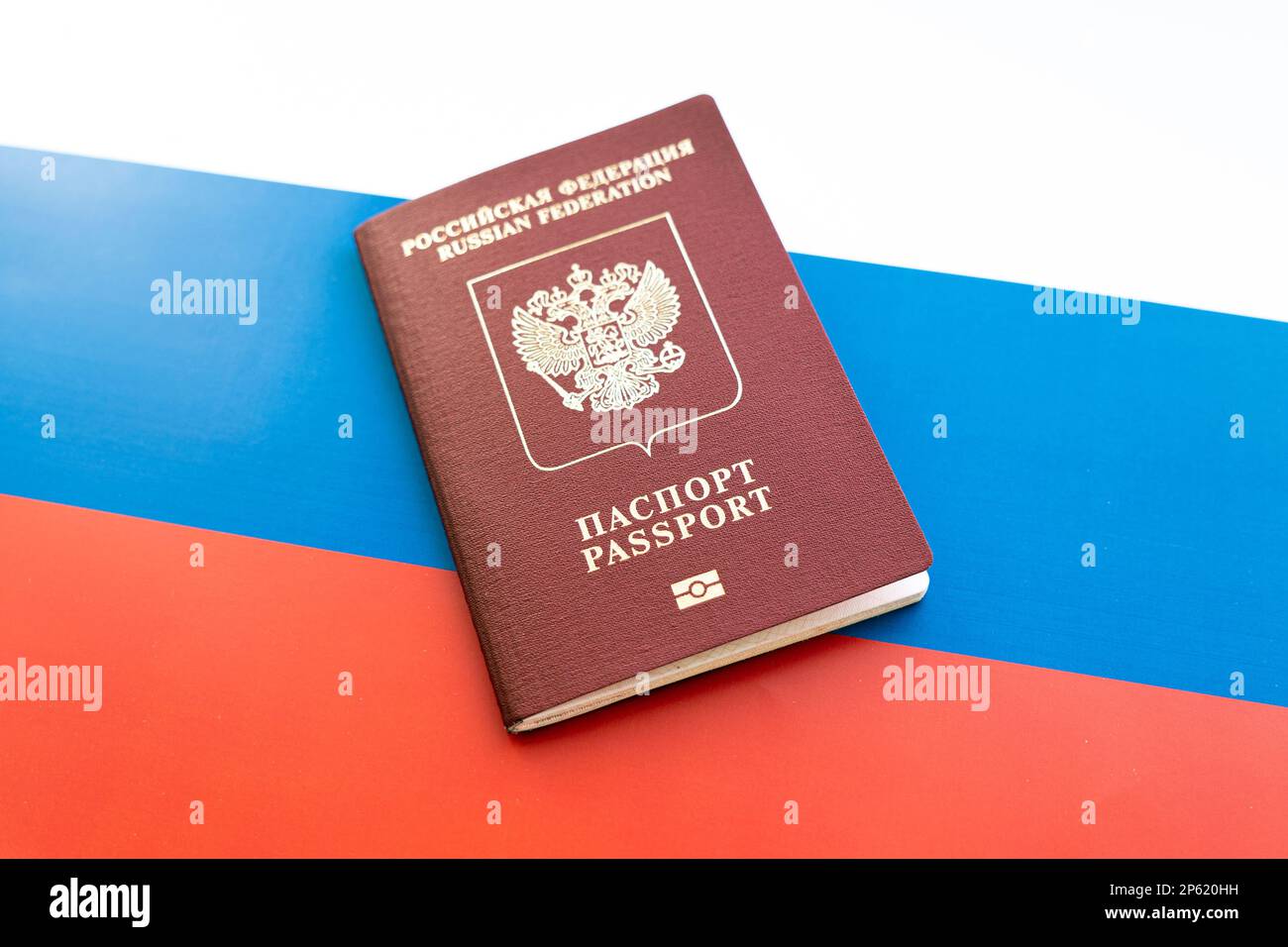 Russian passport on the flag of Russia, citizenship by investment Stock ...