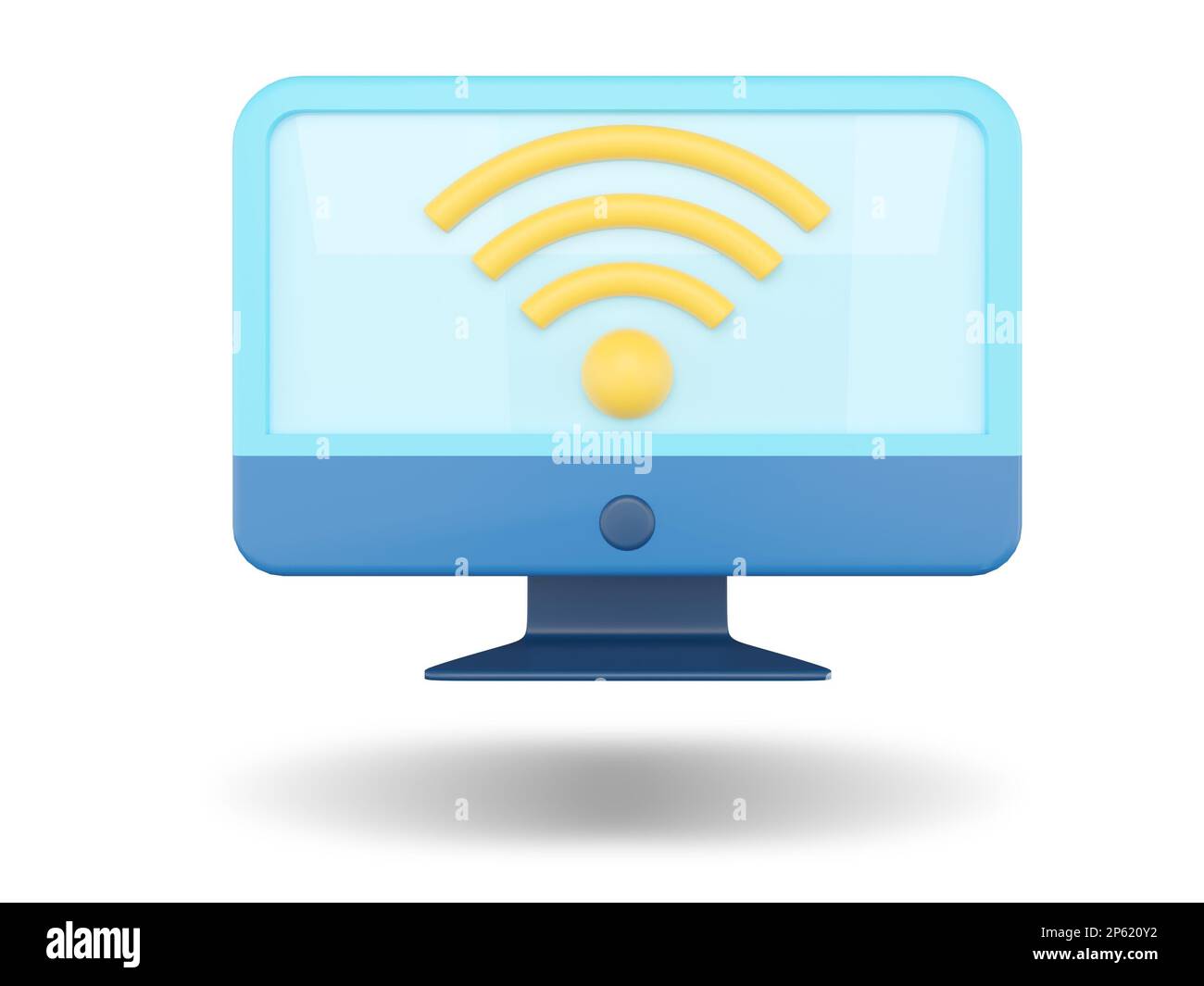 Computer. Wireless Network. 3D render illustration Stock Photo - Alamy