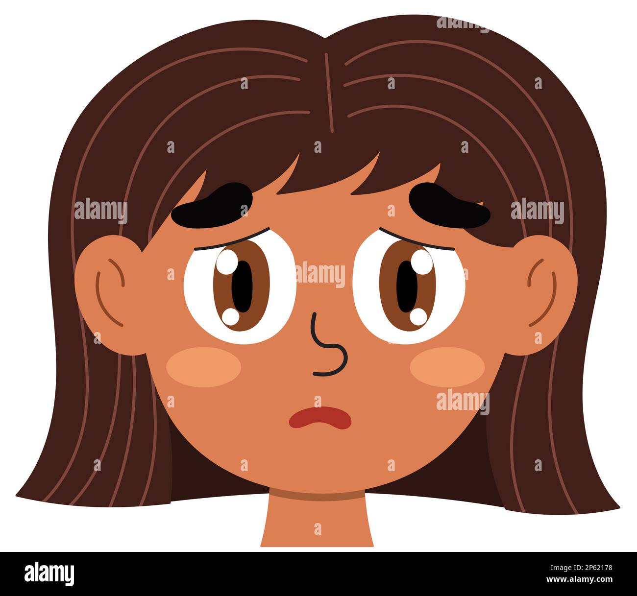 Sad emotion face. Little girl clipart with emotional expression Stock ...