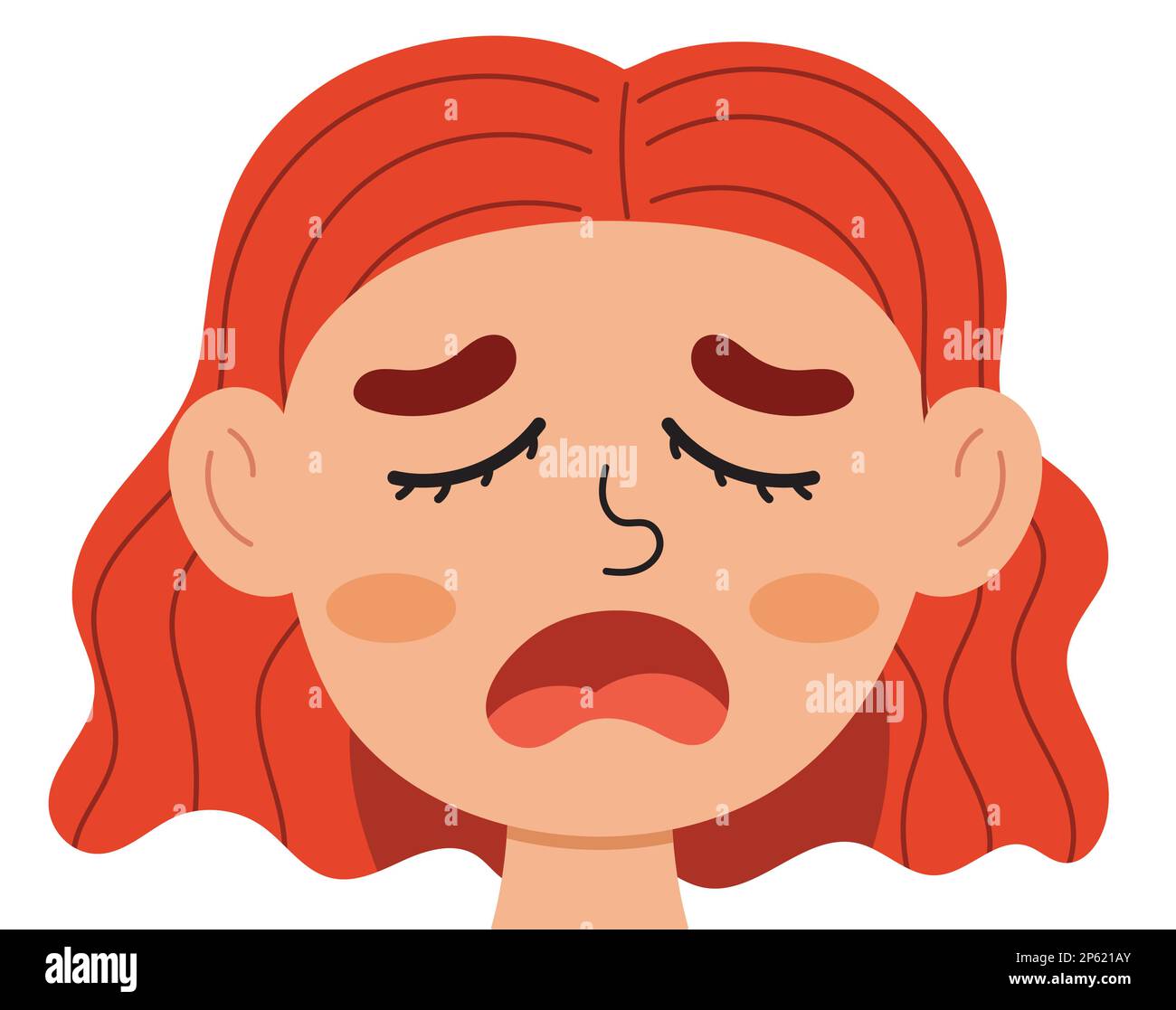 Tired emotion face. Little girl clipart with emotional expression Stock ...