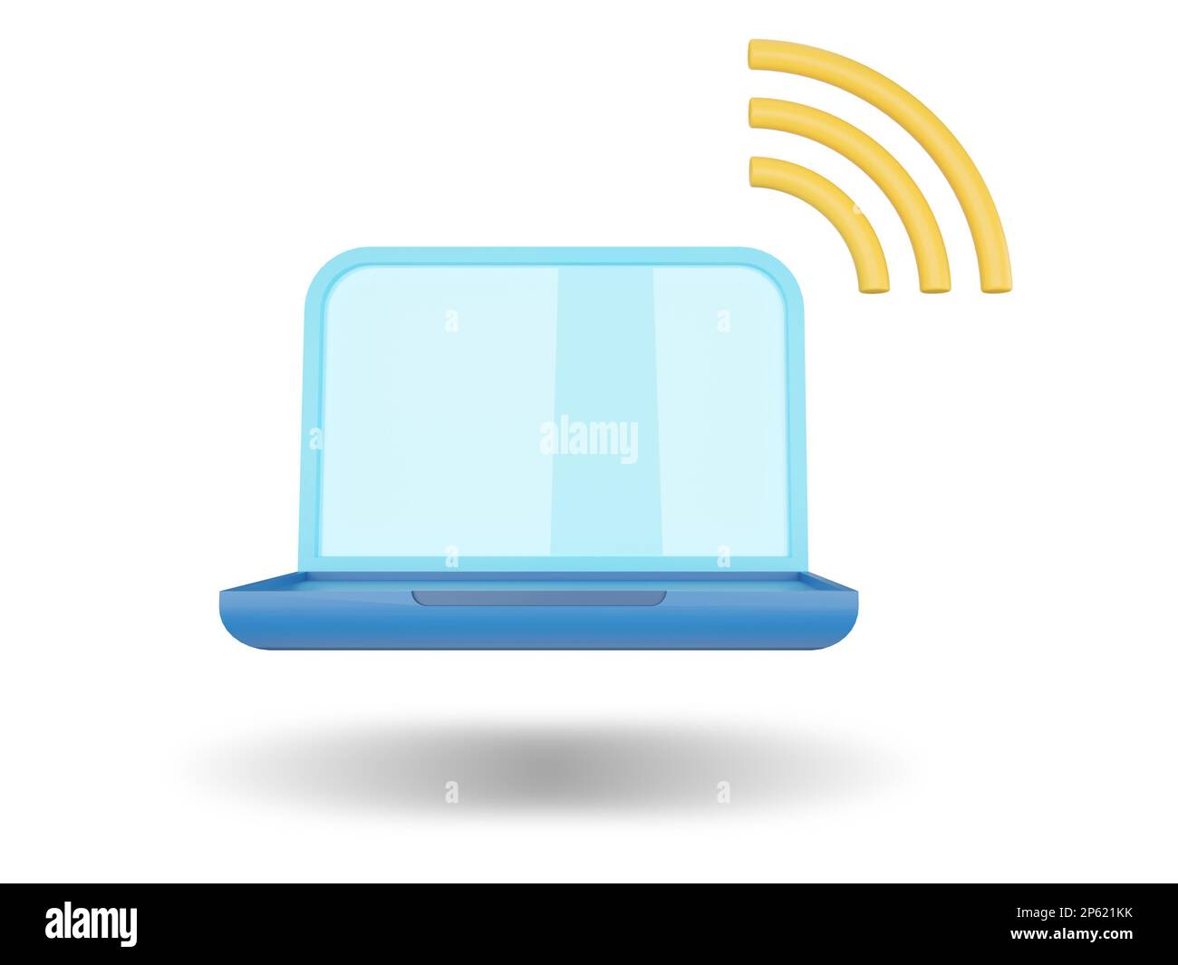 Laptop. Wireless Network. 3D render illustration Stock Photo - Alamy
