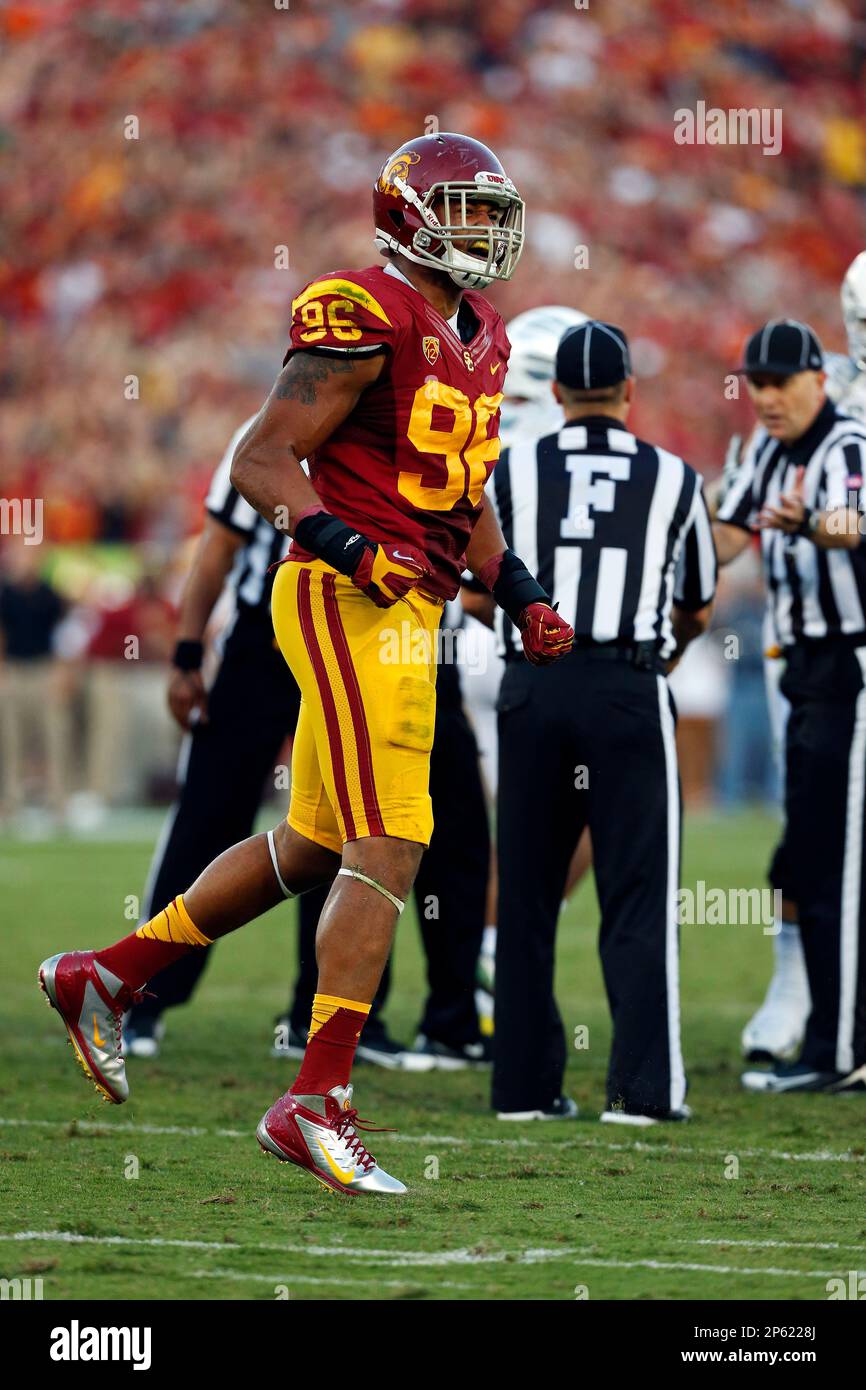 November 03, 2012: USC Trojans defensive end Wes Horton #96 in action ...
