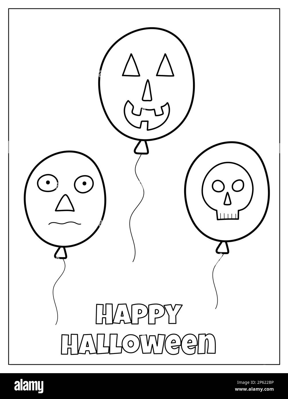 Happy Halloween Coloring Page With Funny Balloons Spooky Print For