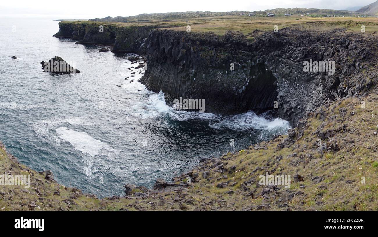 Rocky cliffs in Arnastrapi village at Snaefellsnes Peninsula, Iceland ...