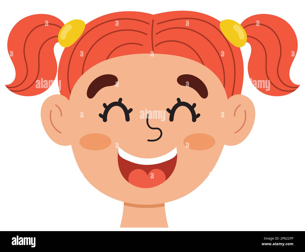Happy girl face. Little kid smiling clipart. Excited emotion Stock ...