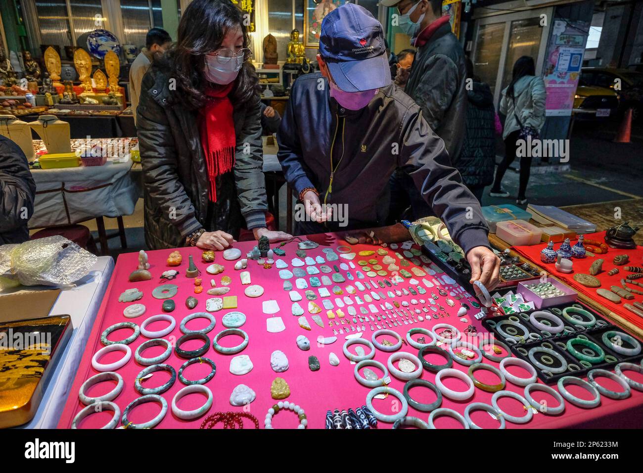 Taipei, Taiwan - February 25, 2023: People buying minerals at the ...
