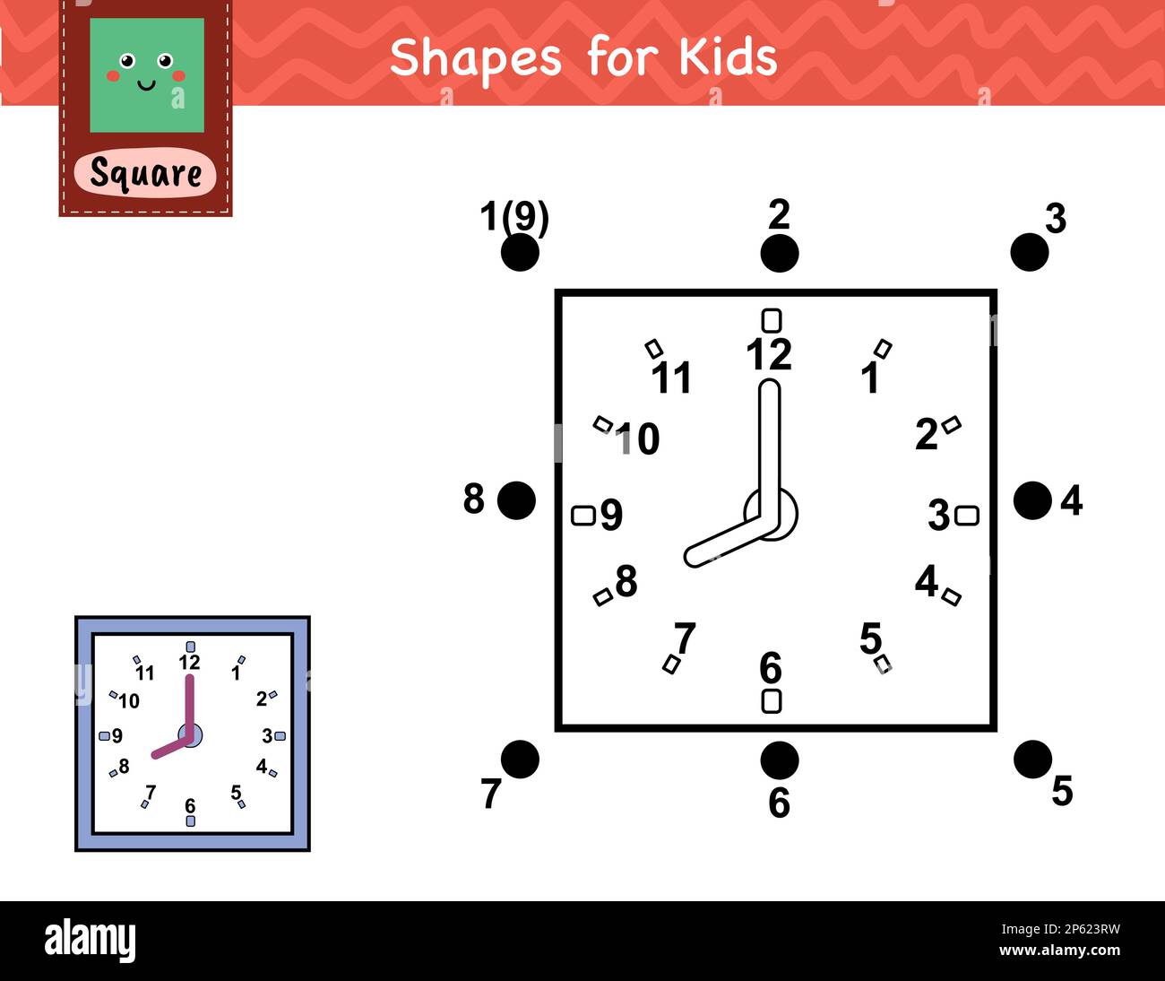 Dot to dot game for kids. Connect the dots and draw a clock Stock ...
