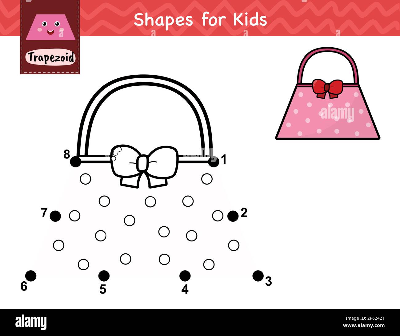 Dot to dot game for kids. Connect the dots and draw a cute bag Stock ...