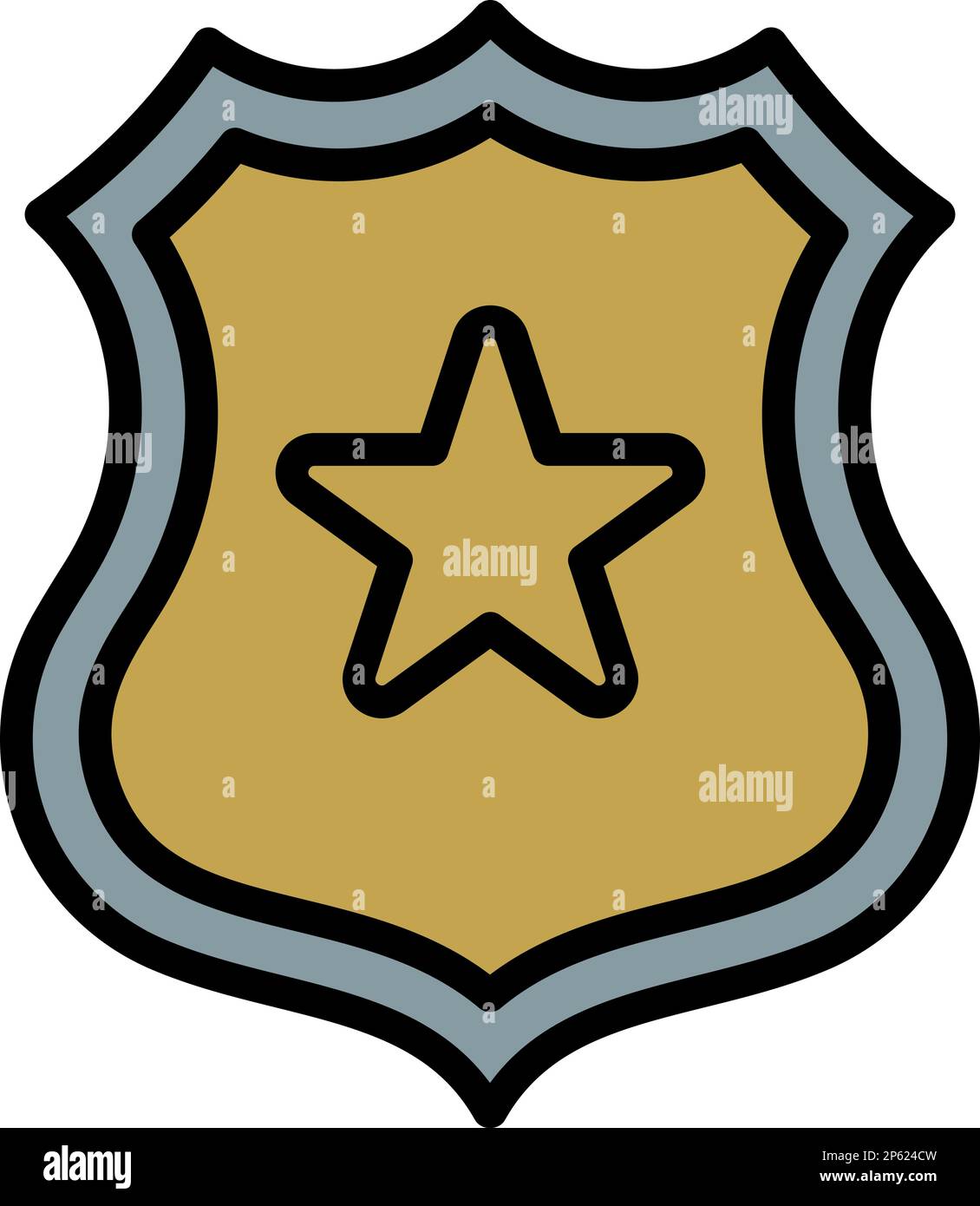 Star badge icon outline vector. Law element. Guard station Stock Vector ...