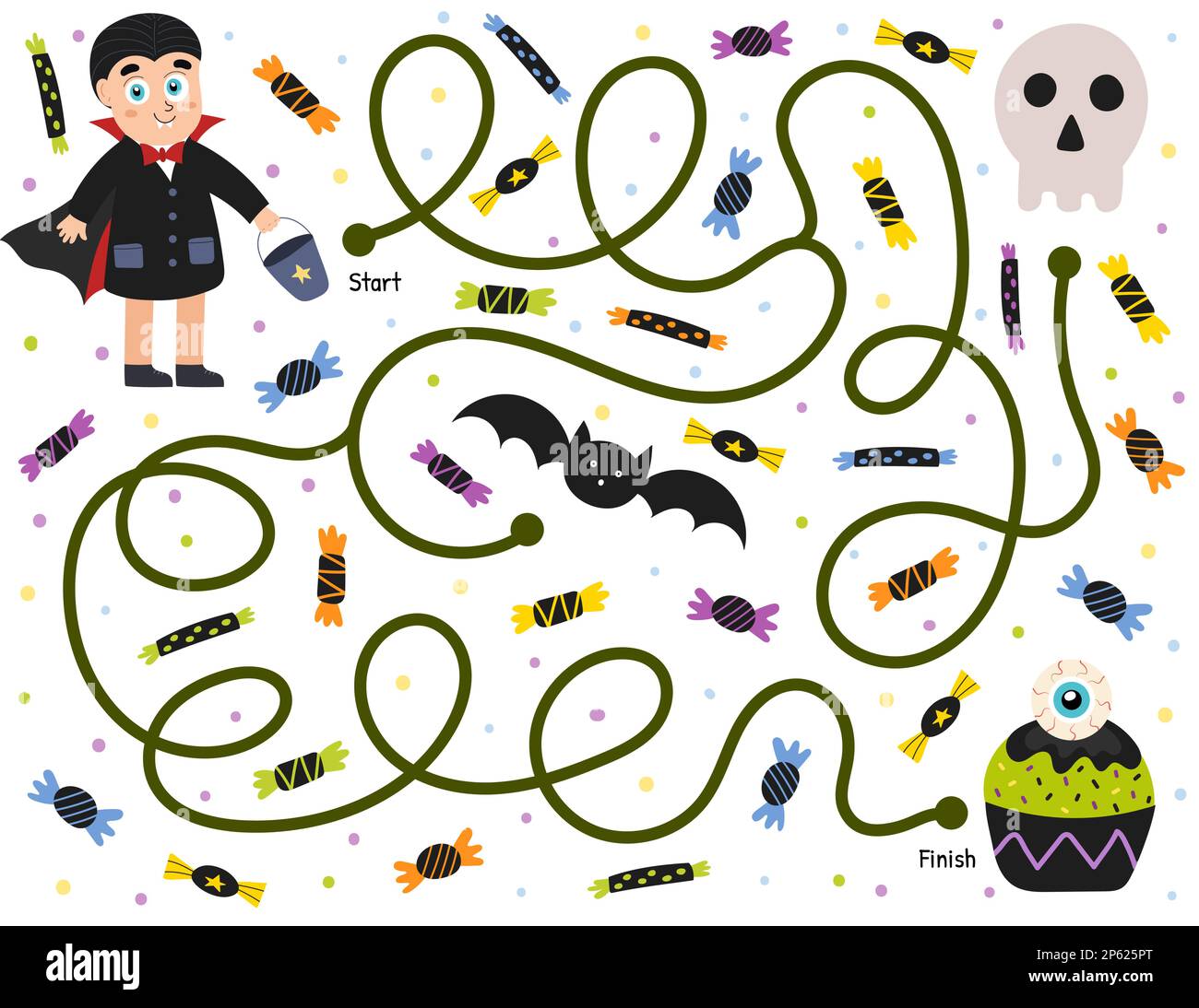 Help a cute vampire boy find path to the spooky cupcake. Halloween maze ...