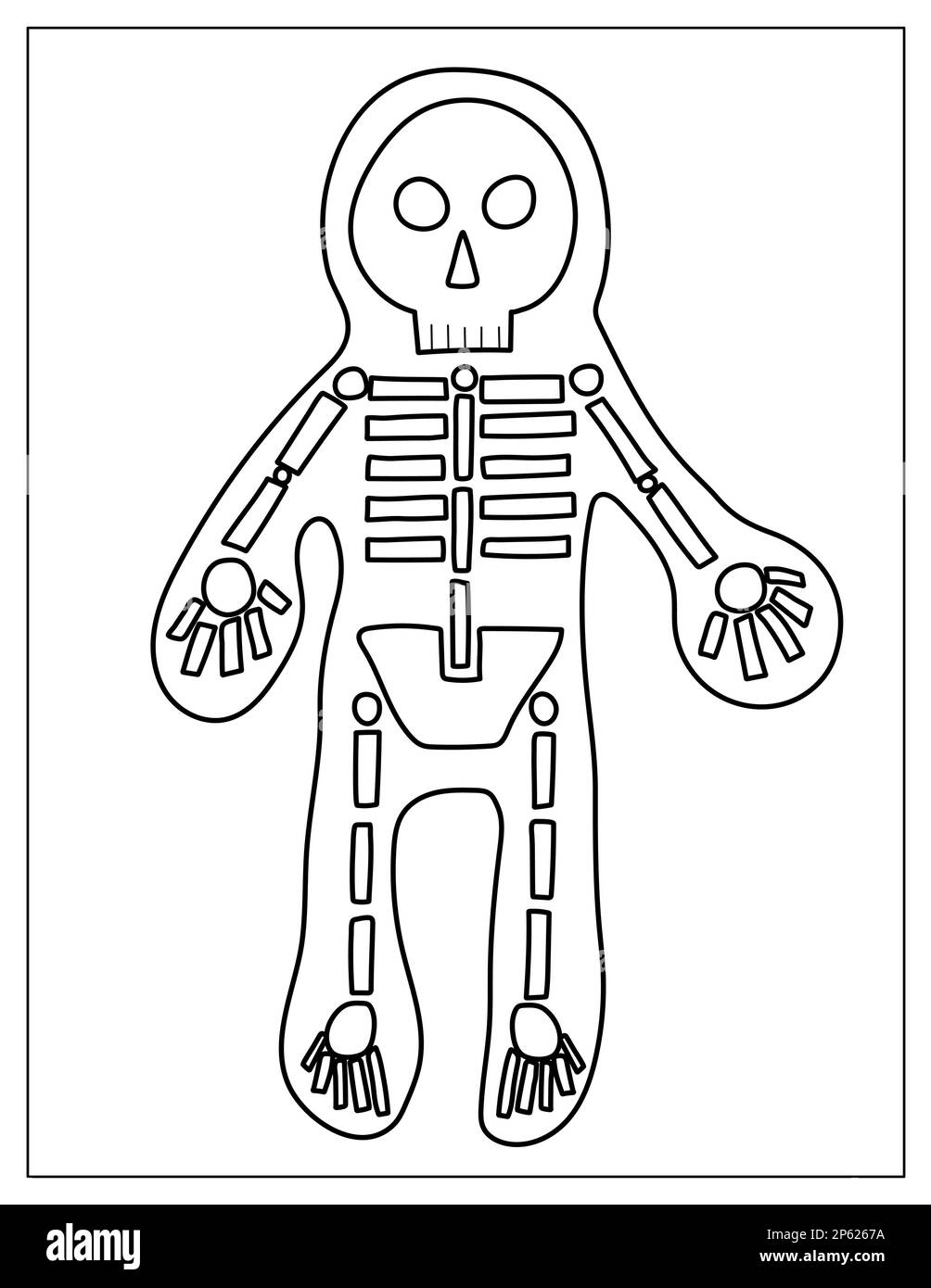 Halloween coloring page with a skeleton. Spooky print in cartoon style ...