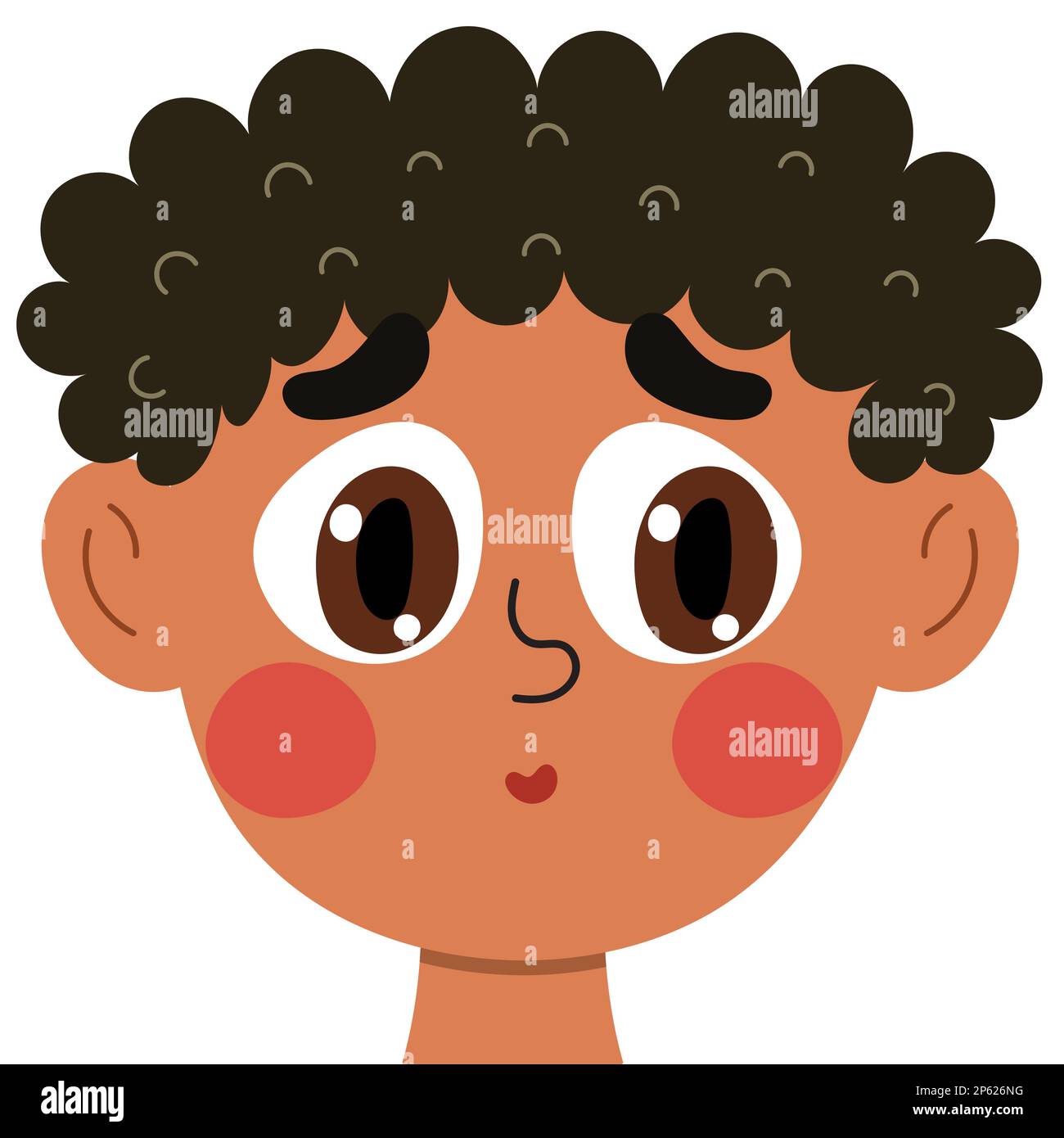 Shy emotion face. Little boy clipart with emotional expression Stock ...