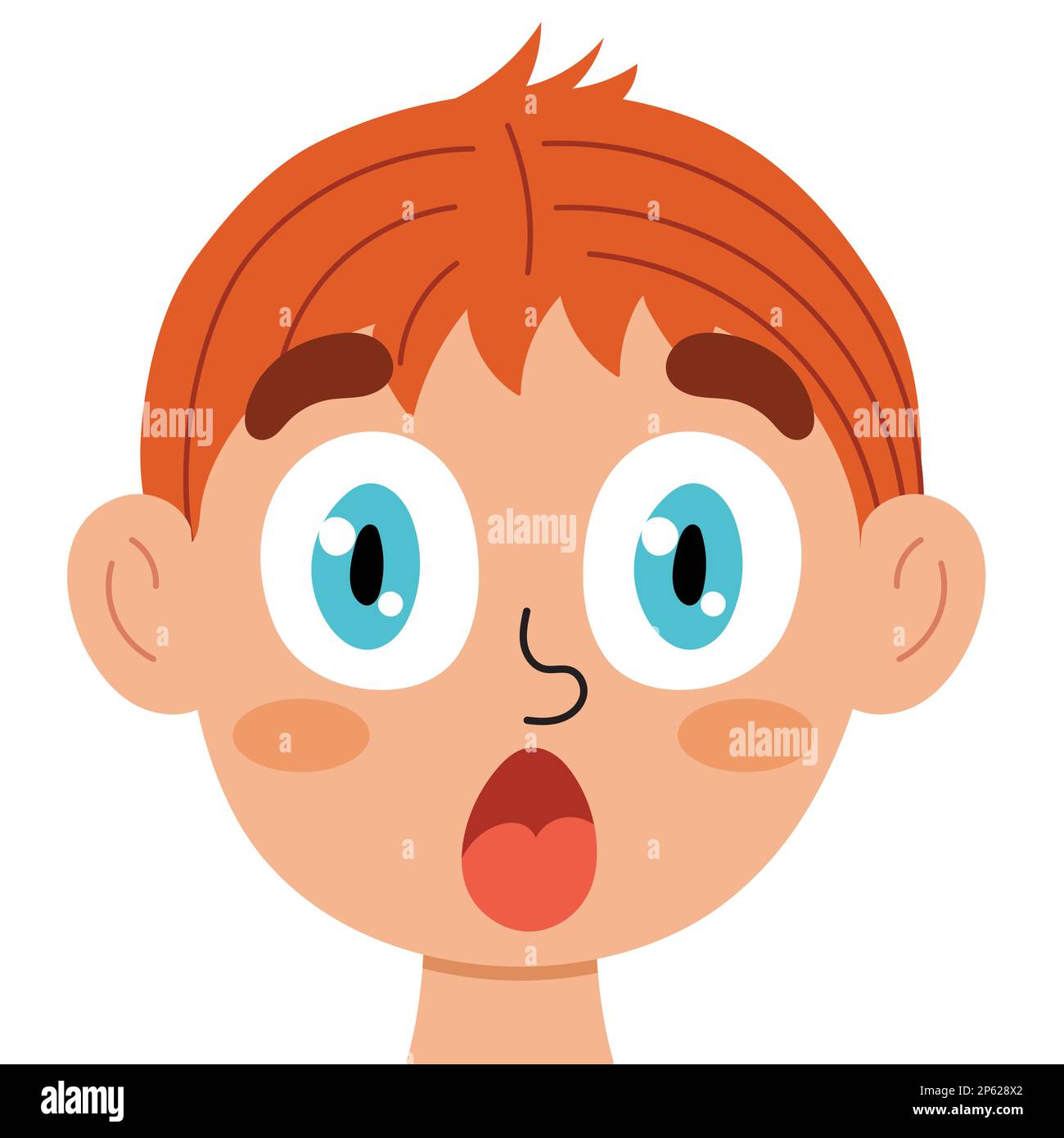 Surprised emotion face. Little boy clipart with shock emotional ...