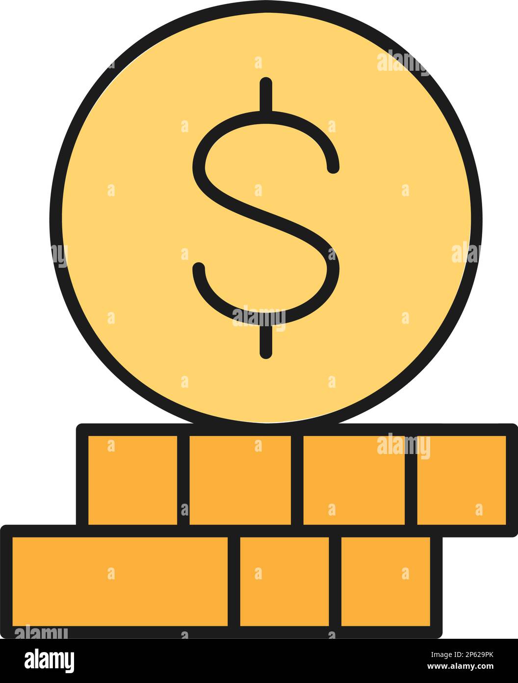 Coin pile, money currency color lineal icon. Finance, payment, invest ...