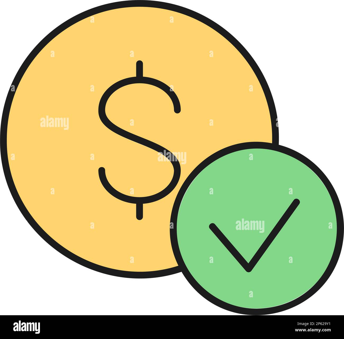 Coin with check mark, best choice, quality control, approved color ...