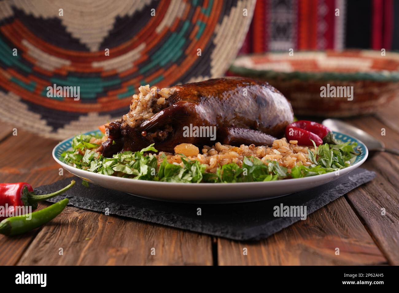 Arabic Cuisine; Egyptian traditional stuffed pigeon or "Hamam Mahshi ...