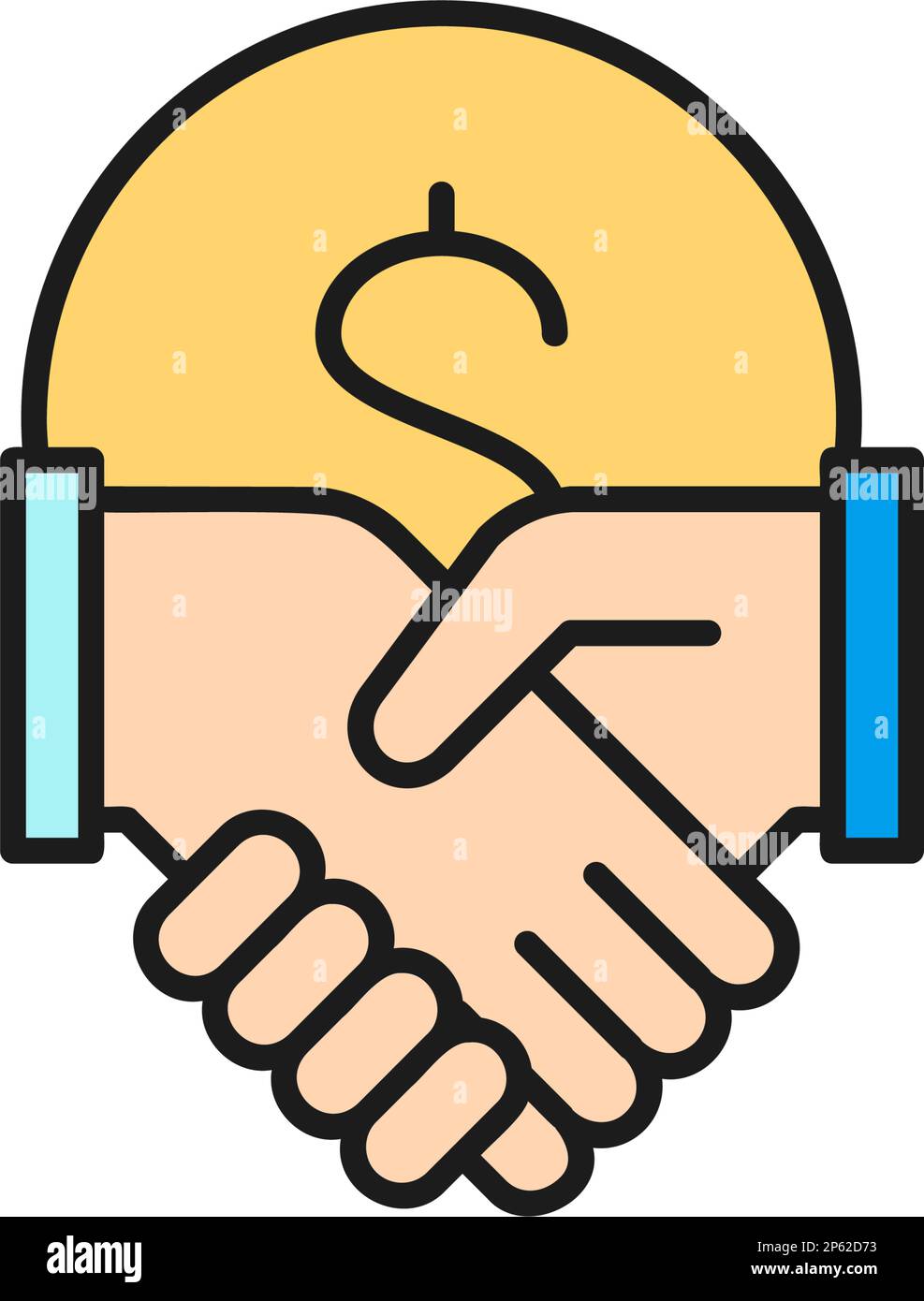 Coin with handshake, contract agreement, partnership, teamwork color ...