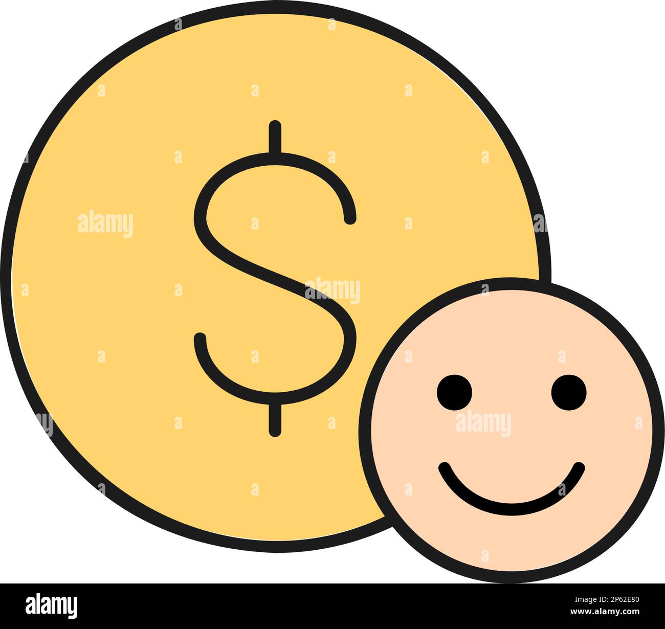 Coin with happy face, money insurance, like, positive feedback color ...