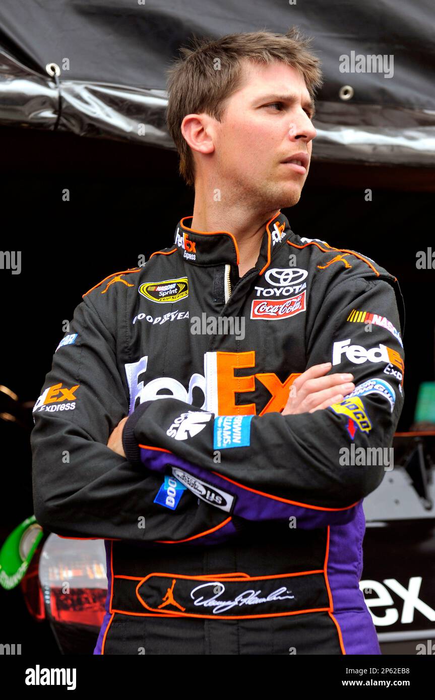 Denny Hamlin, FedEx Express Toyota Camry during practice for the NASCAR ...