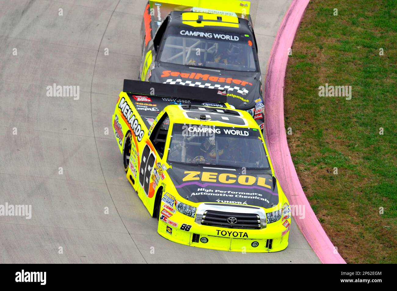 Matt Crafton (88) and Johnny Sauter (13) during the NASCAR Truck Series ...