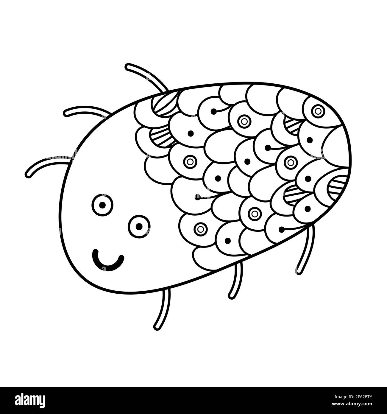 Cute spider in zentangle style coloring page. Funny insect character ...