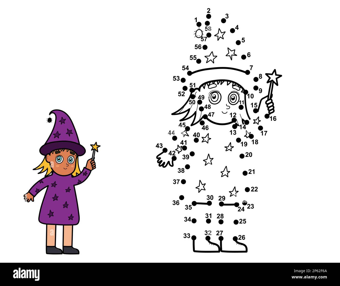 Dot to dot game for kids. Connect the dots and draw a cute girl in ...