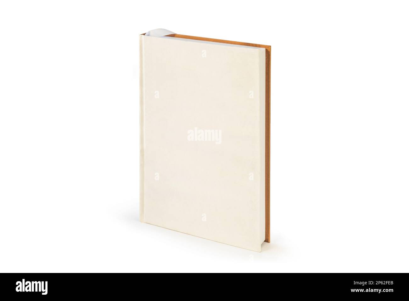 Top view of white leather notebook on white desk background with copy ...