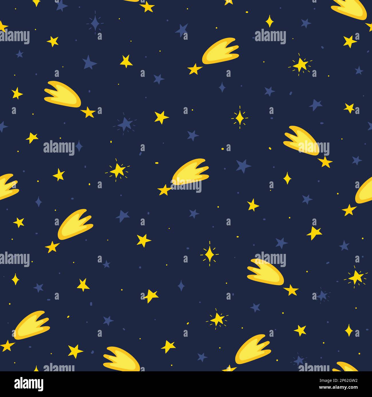 Space seamless pattern with falling stars. Galaxy background for kids ...