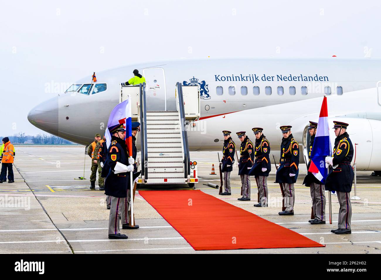 Dutch Royal plane during arrival on M. R. Stefanik Airport in ...