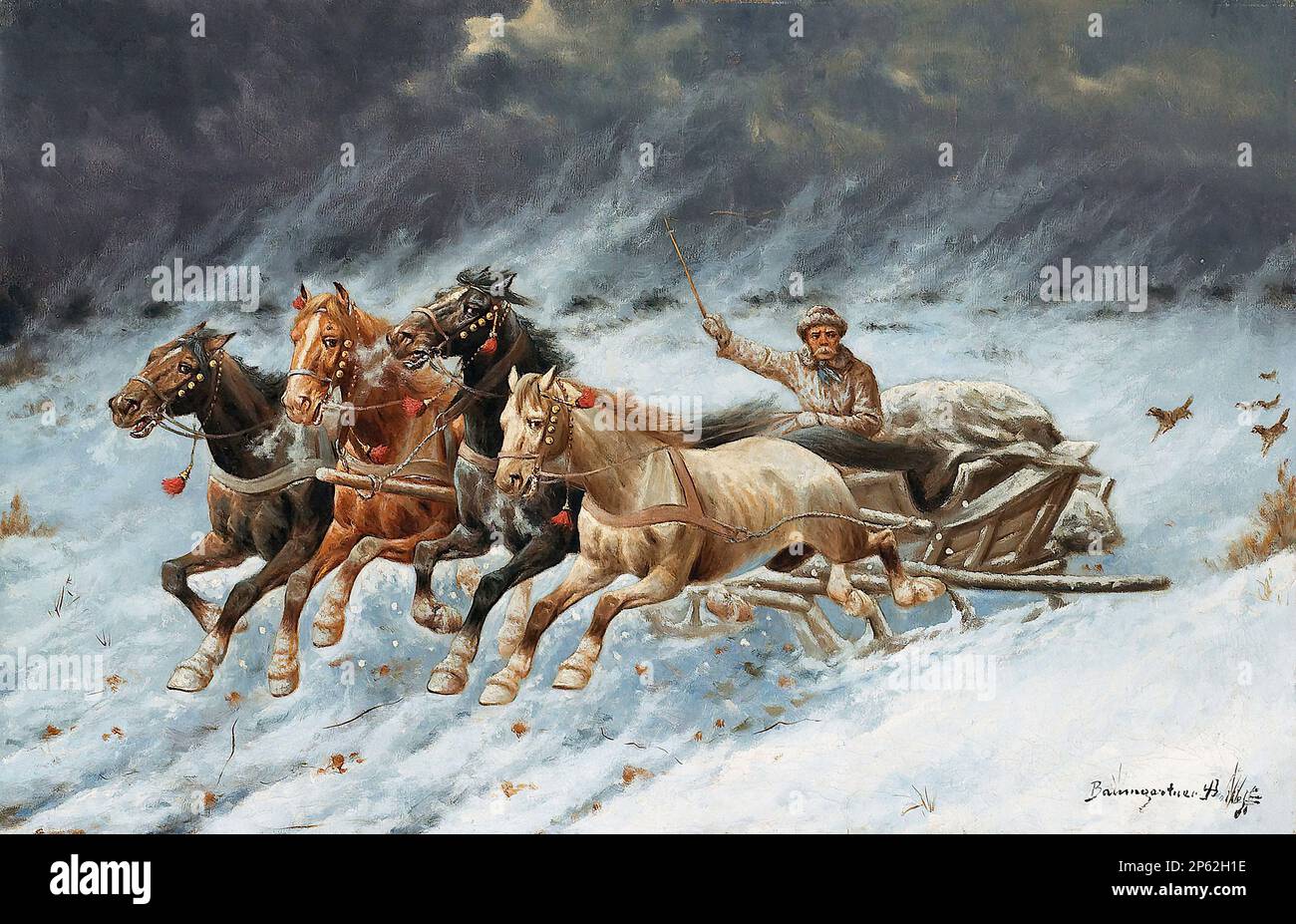 Баумгартнер-Стойлов Адольф - Тройка в зимнем пейзаже 2 - Русская школа ...