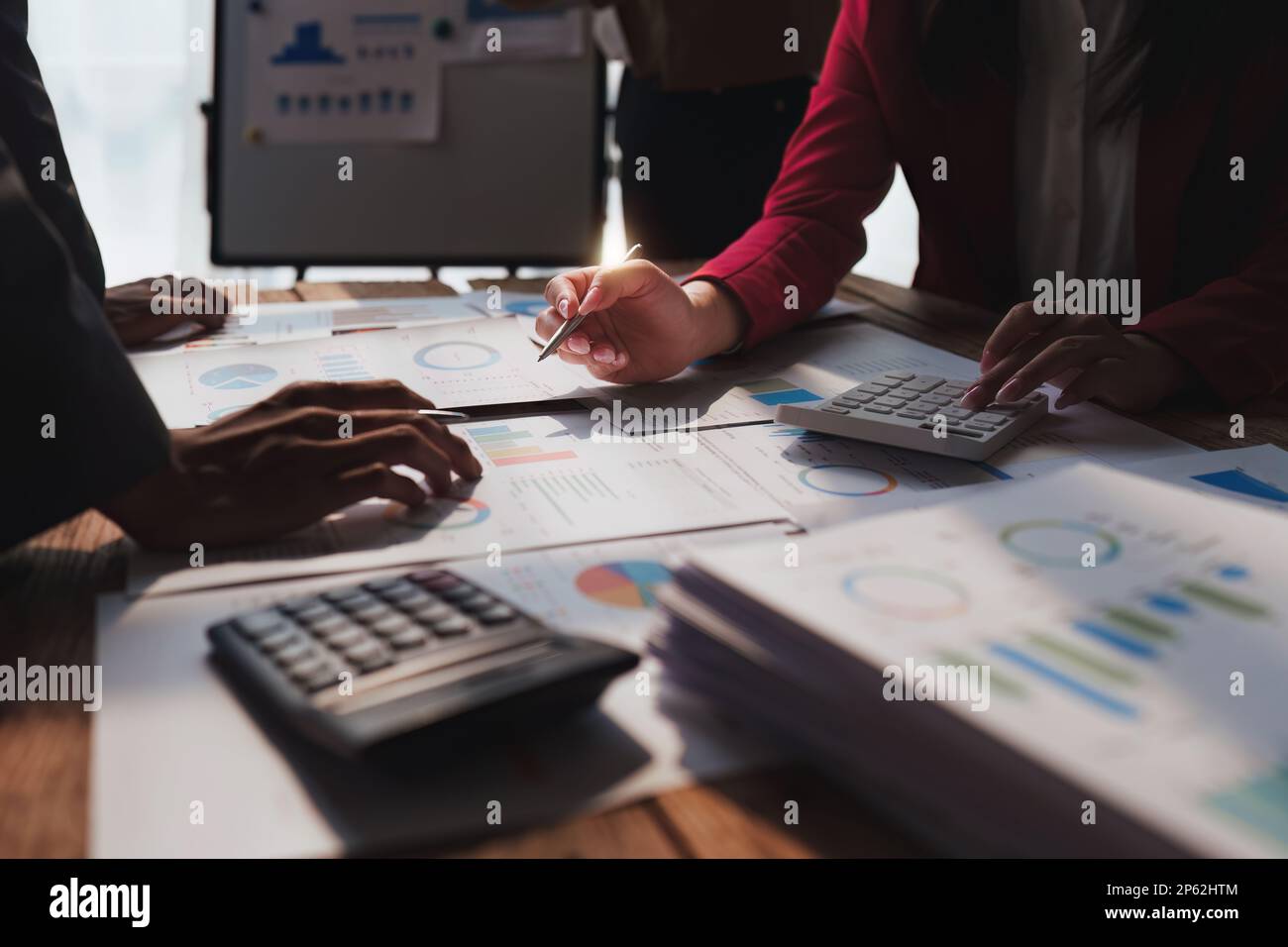 Business people financial discuss and analysis plan of market strategy ...