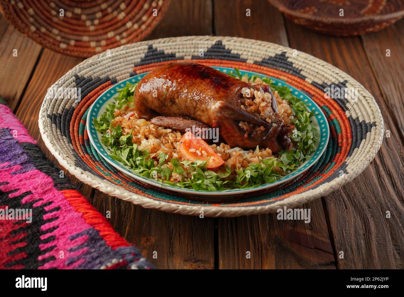 Arabic Cuisine; Egyptian traditional stuffed pigeon or "Hamam Mahshi ...