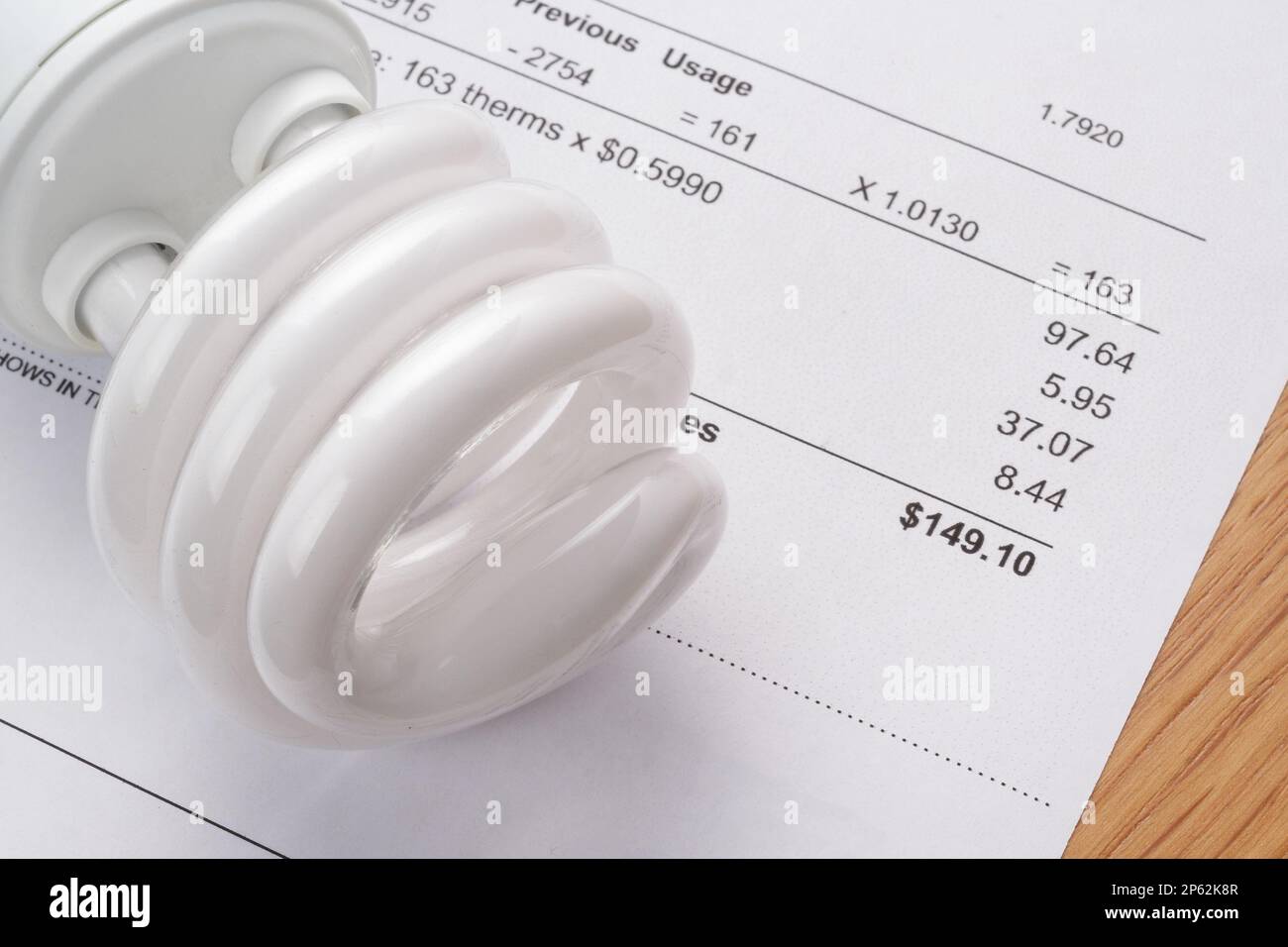 Utility bill concept with energy saving light bulb Stock Photo - Alamy
