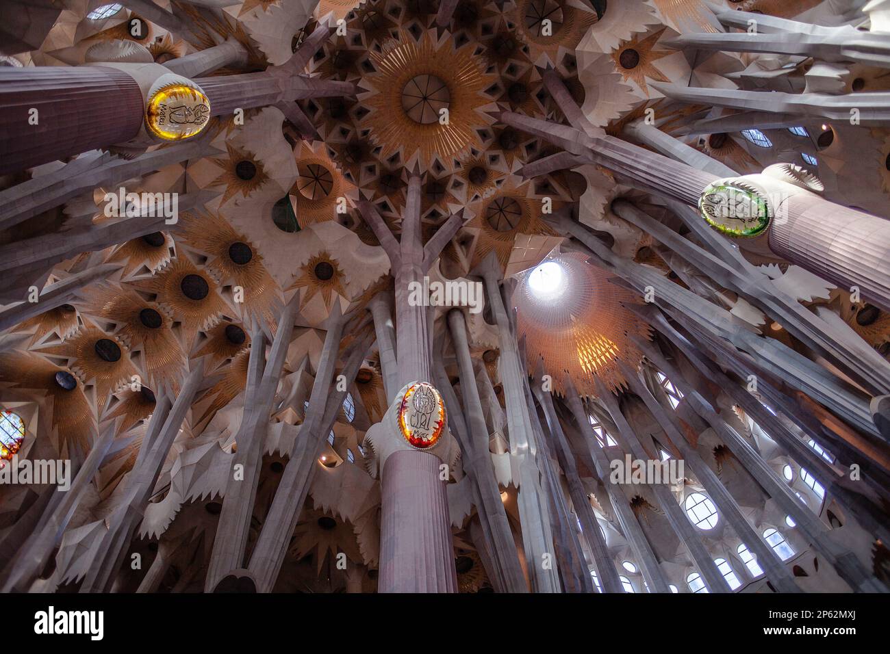 Interior of Basilica Sagrada Familia,crossing,transept and apse ...