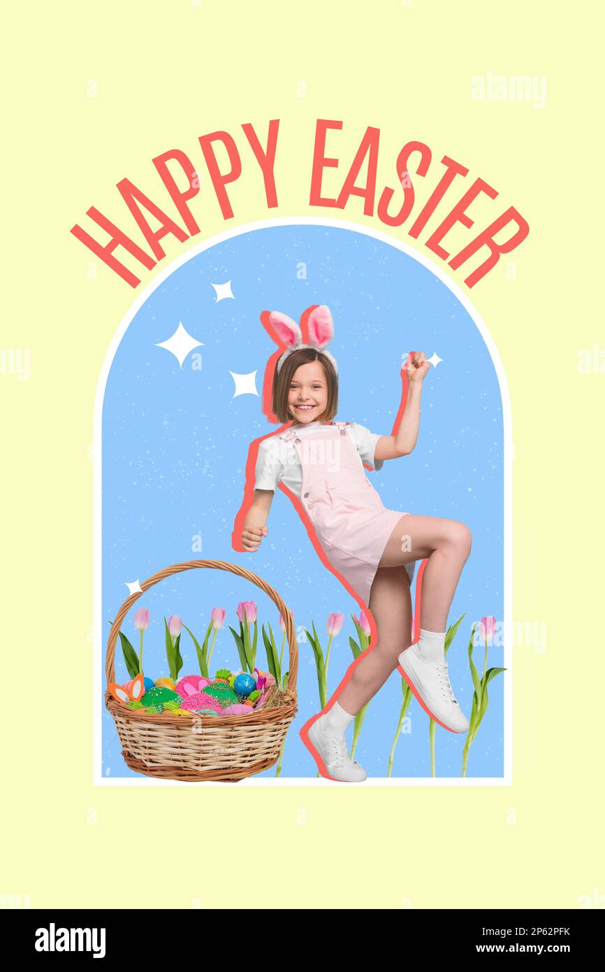 Funny bunny costume little girl win big Easter feast basket at school ...