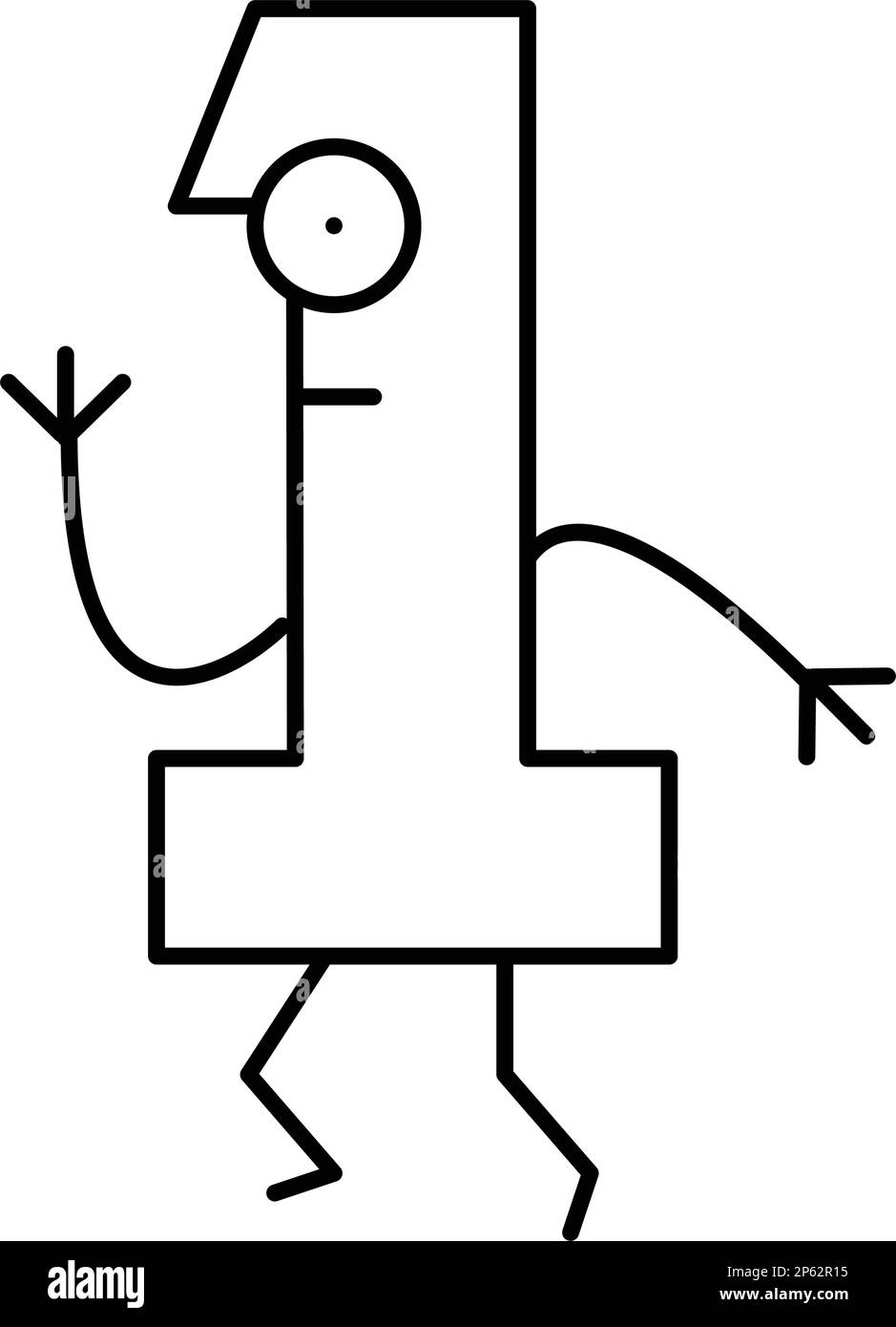 one number character line icon vector illustration Stock Vector Image ...