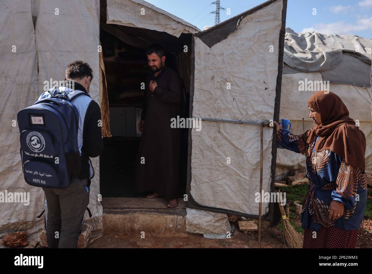 Sarmada, Syria. 07th Mar, 2023. A member of the Syrian vaccination team ...